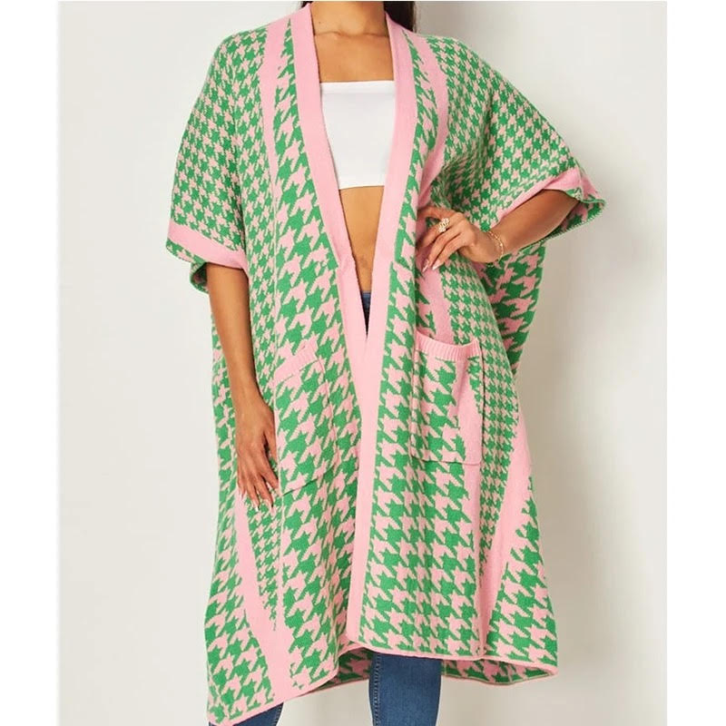 AKA Houndstooth Duster in Pink and Green – Tauntus Inc. Greek Store