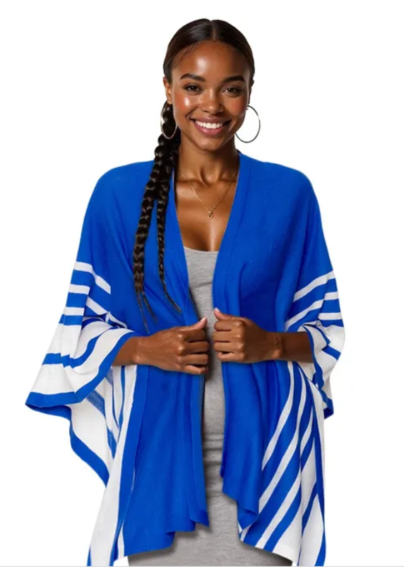 Blue and White Ruano Poncho – Tauntus Inc. Greek Store
